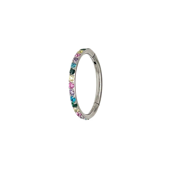Khrysos Titanium Prism Side Facing CZ Clicker - Isha Body Jewellery