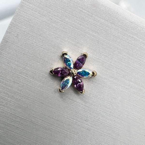 Industrial Strength 18ct Gold Asphodel Fancy Purple Aurora CZ End Thre ...