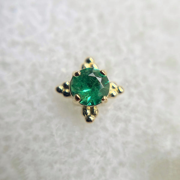 Anatometal 18ct Gold Emerald Zia End - Isha Body Jewellery