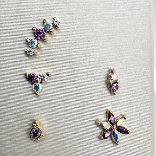 Industrial Strength 18ct Gold Hermes Fancy Purple CZ End Threadless ...