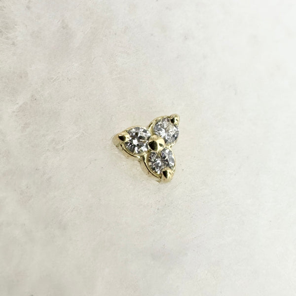 Khrysos 18ct Gold Trinity CZ End - Isha Body Jewellery