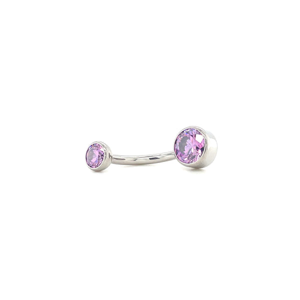 Industrial Strength Titanium Bezel Set Fancy Purple CZ Curved Barbell ...