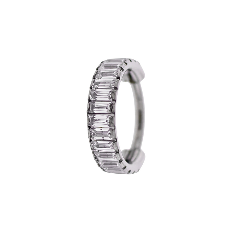 Khrysos Titanium Colyn Baguette CZ Huggie Clicker - Isha Body Jewellery