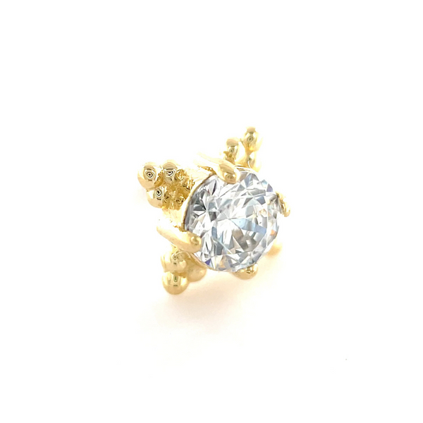 Anatometal 18ct Gold CZ Zia End THREADLESS - Isha Body Jewellery