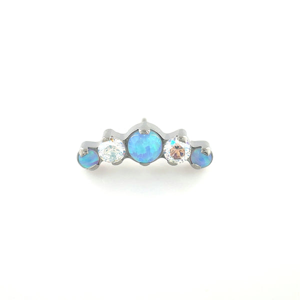 Industrial Strength Odyssey Prium Sky Blue Opal & Shimmer CZ End Threa ...